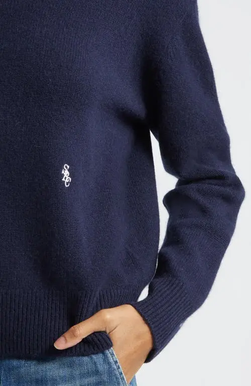 SPORTY & RICH Src Monogram Cashmere & Wool V-neck Sweater
