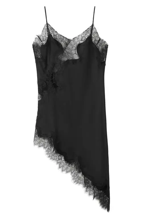 Mango Lace Asymmetric Camisole Dress - Black