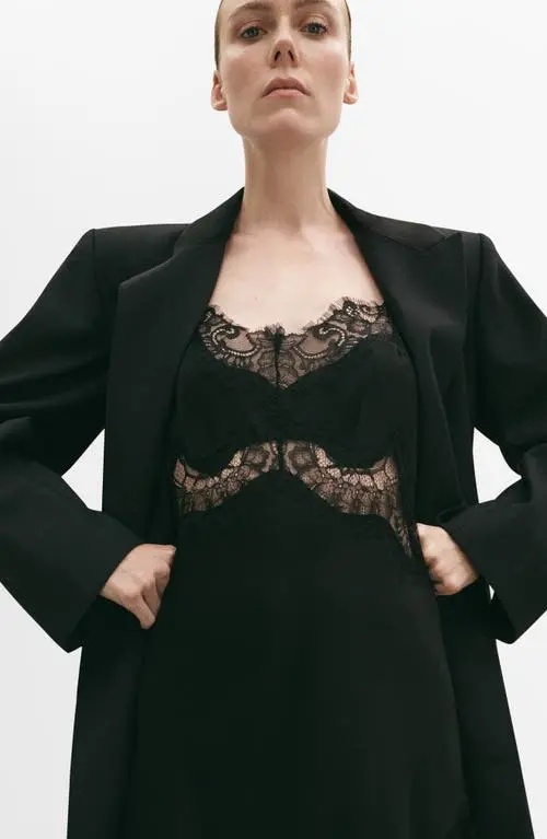 Mango Lace Asymmetric Camisole Dress - Black