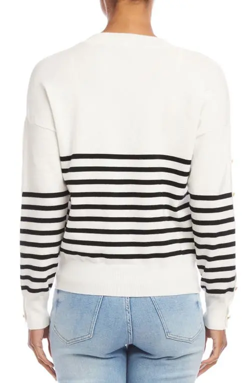 Karen Kane Striped Button Detail Sweater
