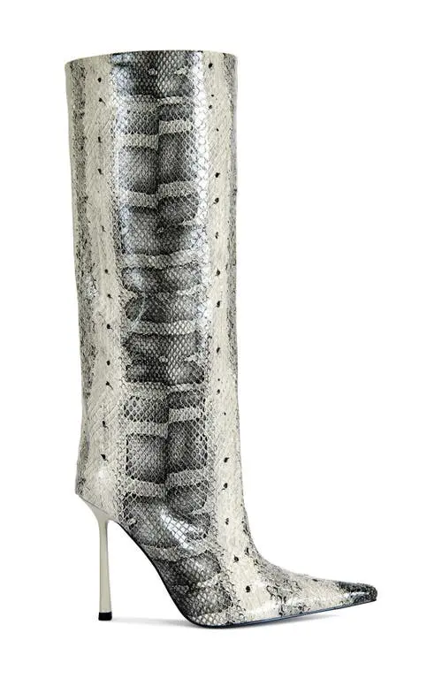 AZALEA WANG Madeye Snakeskin Embossed Knee High Boots