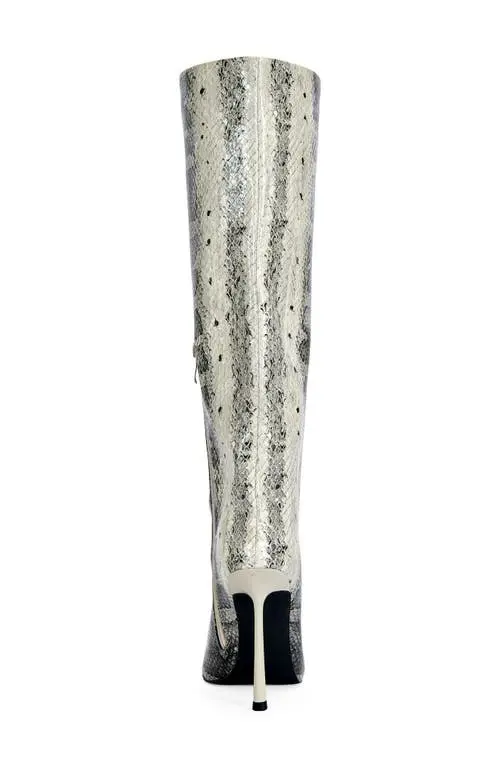 AZALEA WANG Madeye Snakeskin Embossed Knee High Boots