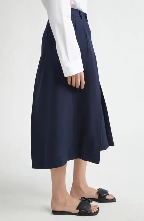 SETCHU Hakama Pleated Virgin Wool Shorts - Navy