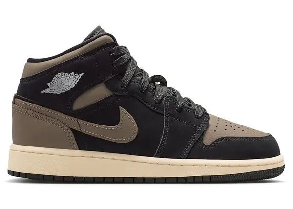 JORDAN 1 Mid Se Olive Grey - Black/light Wild Mango/muslin