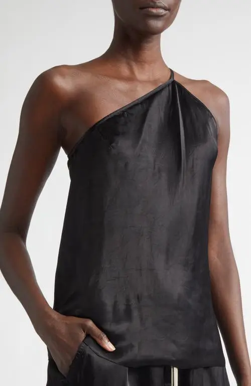 Rick Owens One-shoulder Satin Top - Black