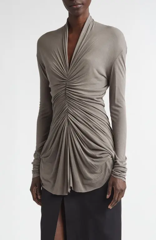 Rick Owens Radiance Gathered Jersey Top - Dust
