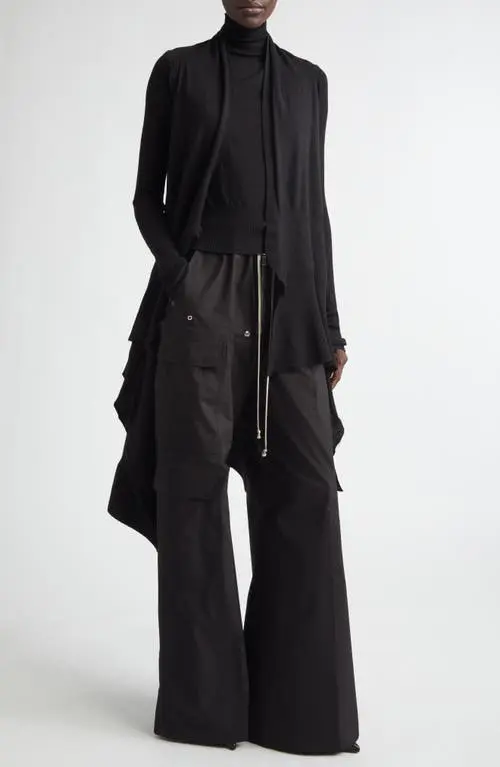 Rick Owens Open Front Virgin Wool Cardigan - Black
