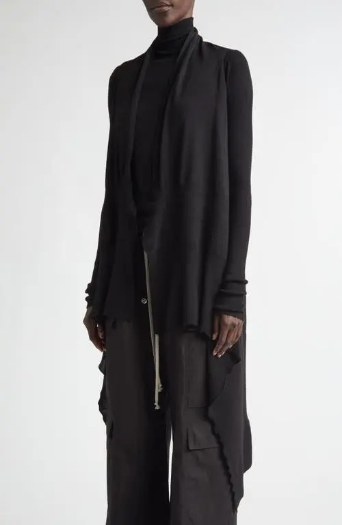 Rick Owens Open Front Virgin Wool Cardigan - Black