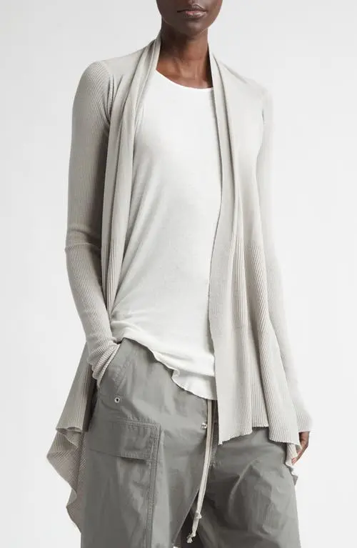 Rick Owens Open Front Virgin Wool Cardigan - Pearl