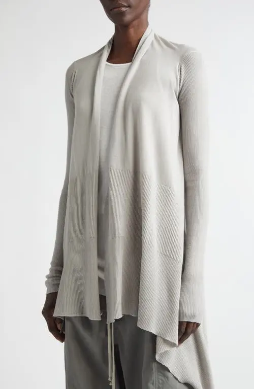 Rick Owens Open Front Virgin Wool Cardigan - Pearl