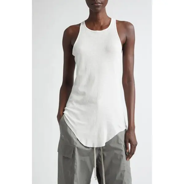 Rick Owens Basic Rib Cotton Tank - Milk