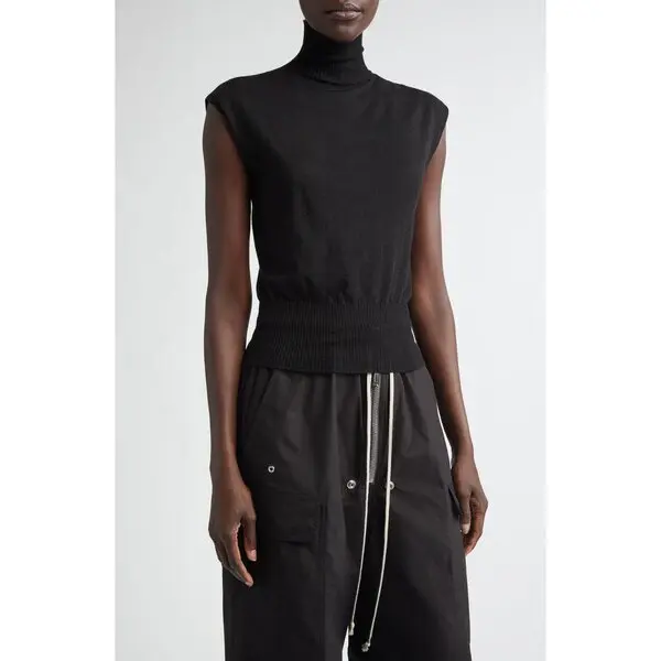 Rick Owens Virgin Wool Turtleneck Sweater - Black
