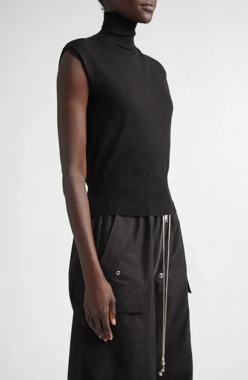 Rick Owens Virgin Wool Turtleneck Sweater - Black