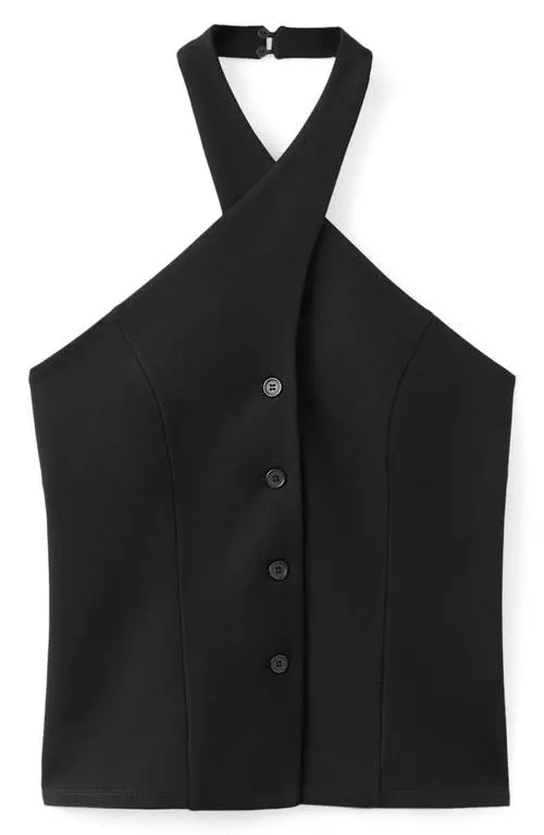 Mango Halter Button-up Crop Top