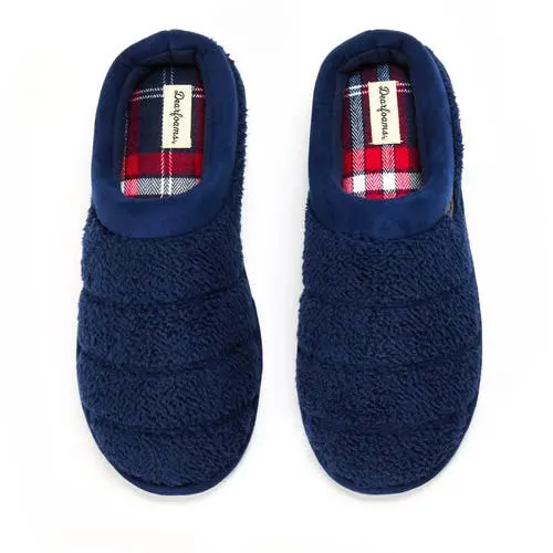 DEARFOAMS Asher Quilted Plaid Clog Slipper - Navy Blazer
