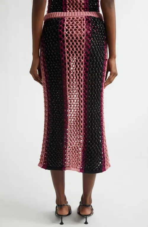 DIOTIMA Stripe Embellished Knit Skirt - Guava Multi