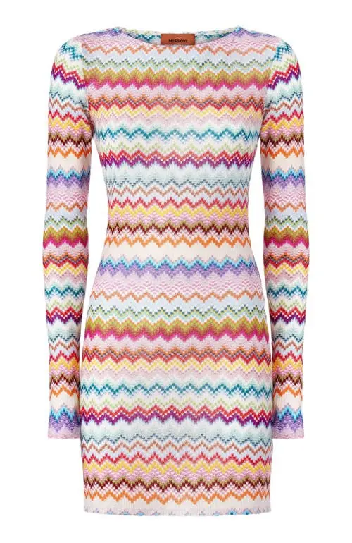 Missoni Zigzag Pixel-effect Viscose Lamé Mini Dress - Multicoloured