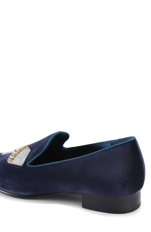 Kurt Geiger Ace Velvet Loafer - Navy