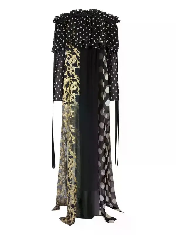 Nina Ricci Bow-detail Polka Dot Silk Maxi Dress