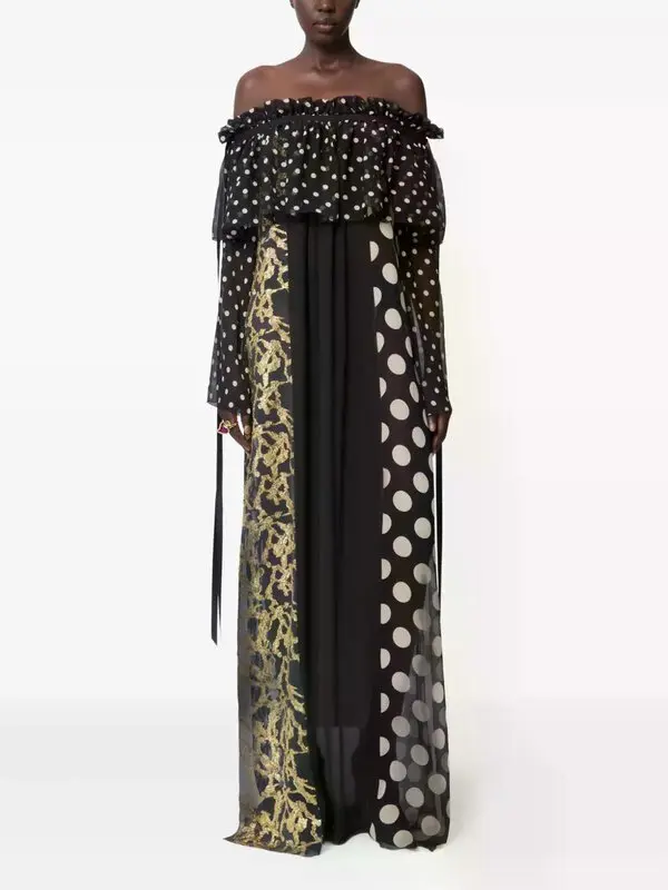 Nina Ricci Bow-detail Polka Dot Silk Maxi Dress