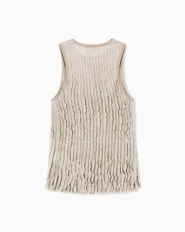 Giorgio Armani Pleated Silk And Lurex Top - Beige