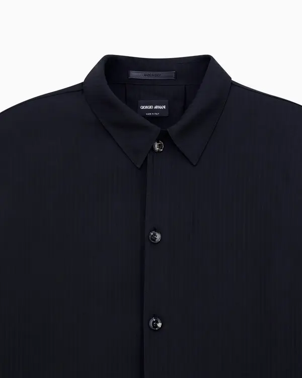 Giorgio Armani Chevron Viscose Twill Shirt Jacket - Black