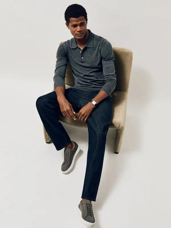REISS Finley Nubuck Leather Lace-up Trainers - Grey
