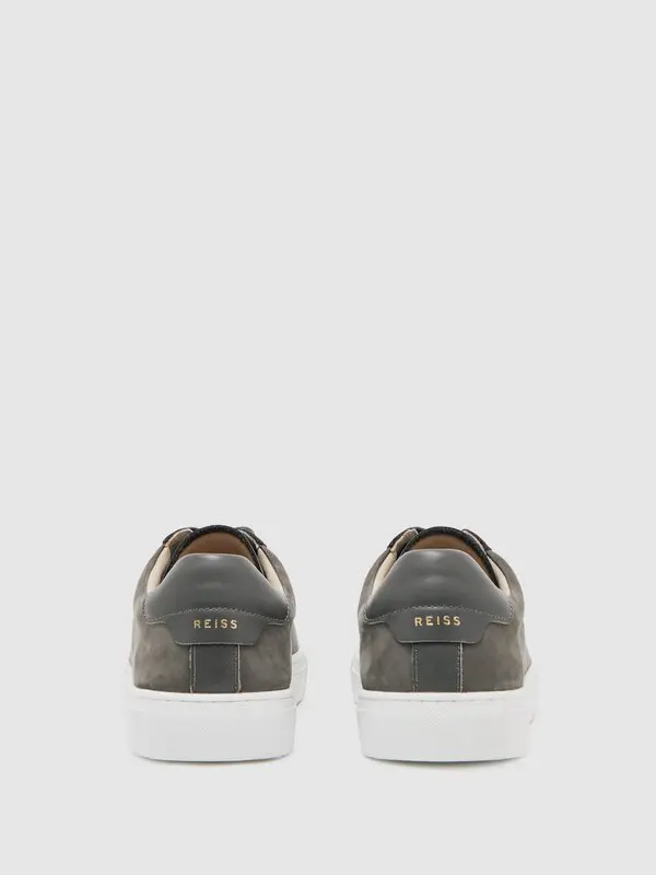 REISS Finley Nubuck Leather Lace-up Trainers - Grey