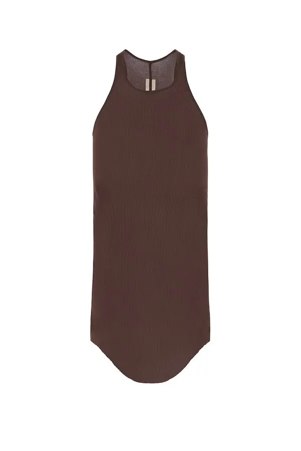 Rick Owens Basic Rib Tank In Brown - Macassar