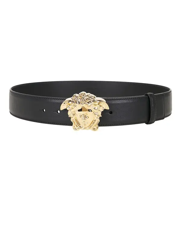 Versace Leather Belt - Black & Versace Gold