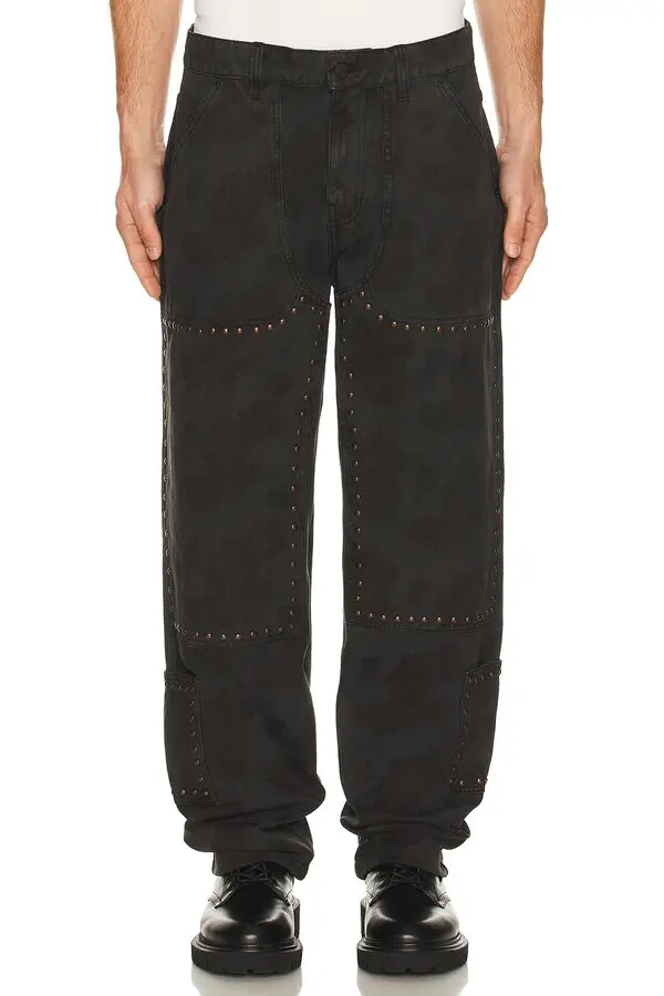 PLEASURES Cowhide Double Knee Work Pant - Black