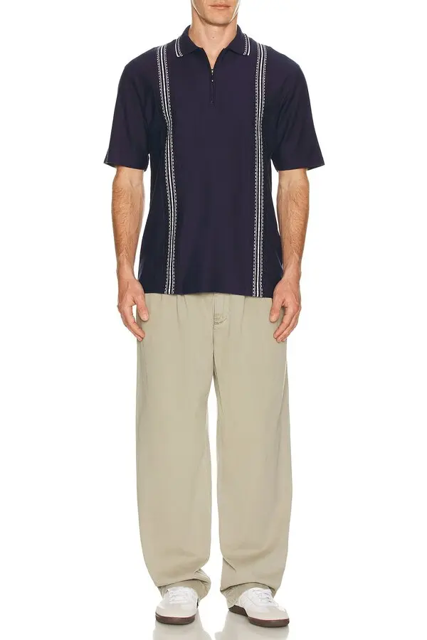 PALMES Panel Zip Polo - Navy