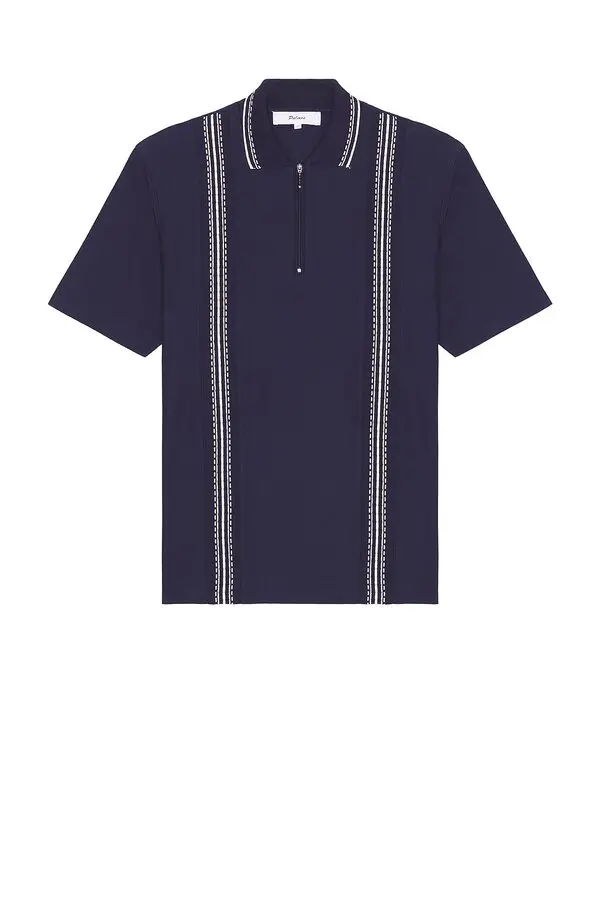 PALMES Panel Zip Polo - Navy