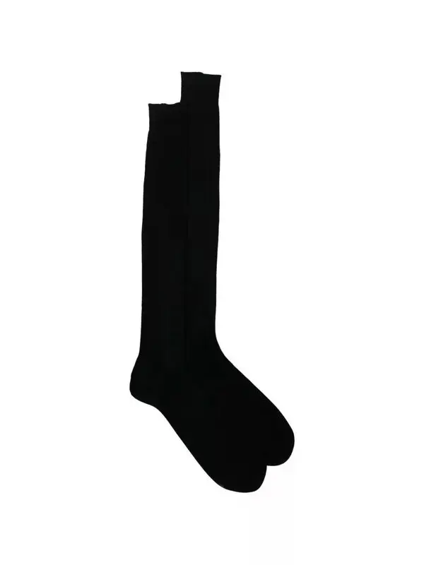 Zegna Logo-print Knee-high Socks - Black