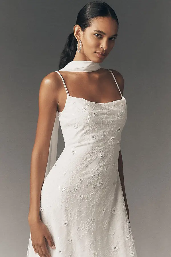 bardot lace bodycon dress Maiden White Lace Bardot Midi Dress With Feather Trim – Club L London