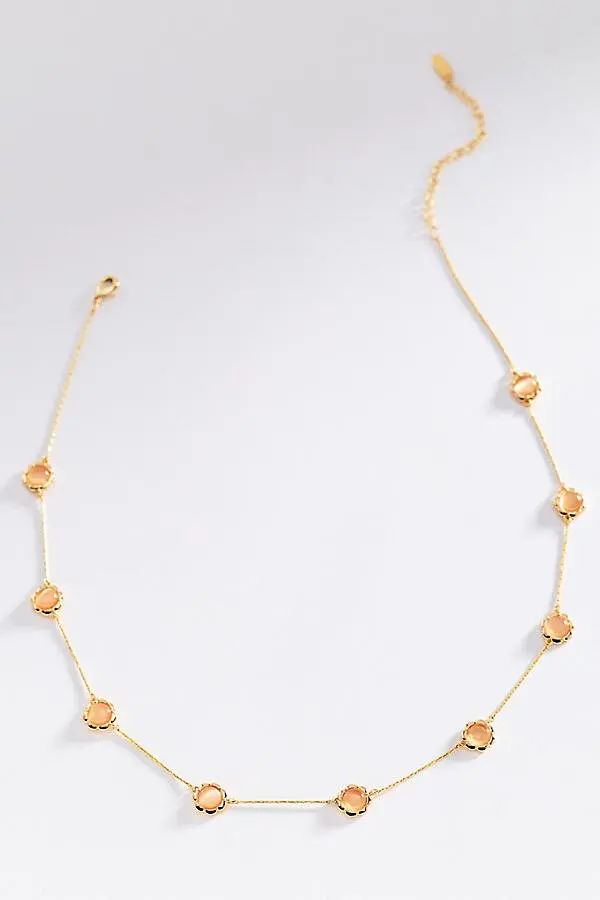 Anthropologie Delicate Dotted Stone Necklace - Blush Pink