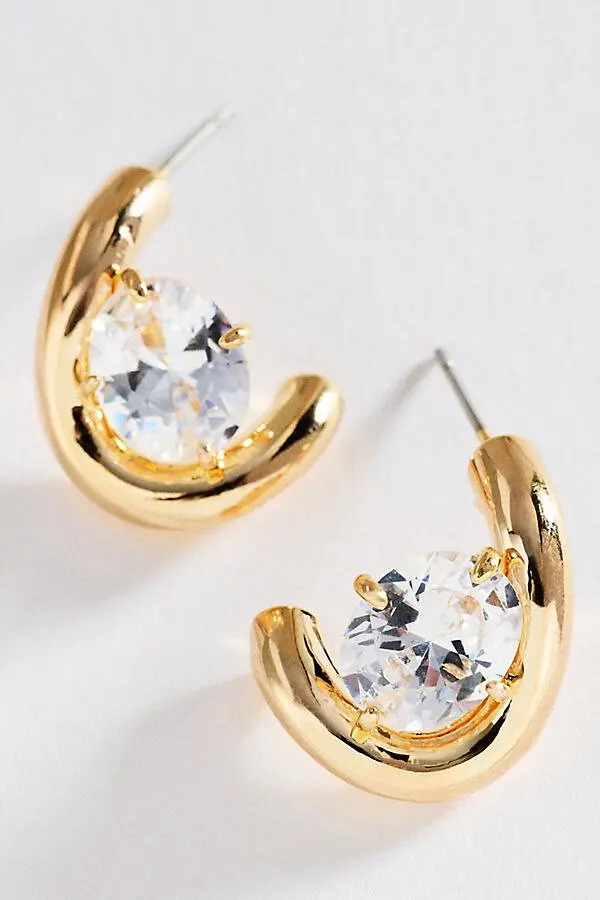 Anthropologie Wrapped Stone Hoop Earrings - Clear
