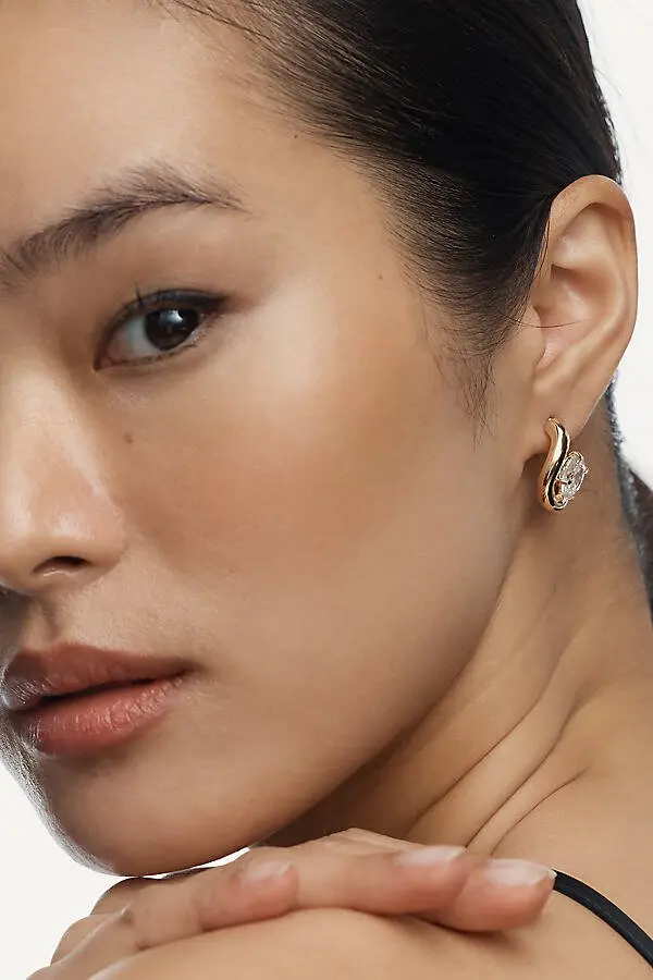 Anthropologie Wrapped Stone Hoop Earrings - Clear