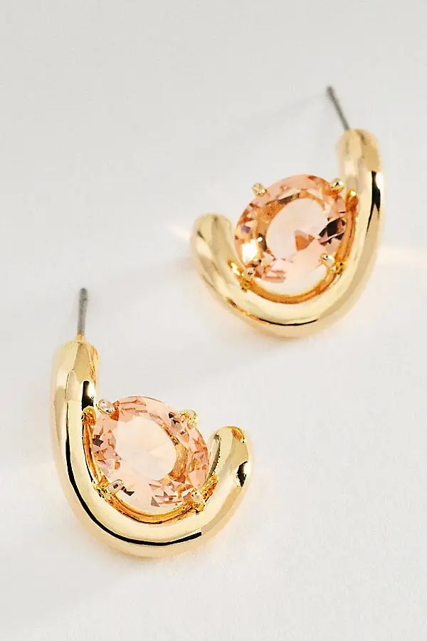 Anthropologie Wrapped Stone Hoop Earrings - Rose