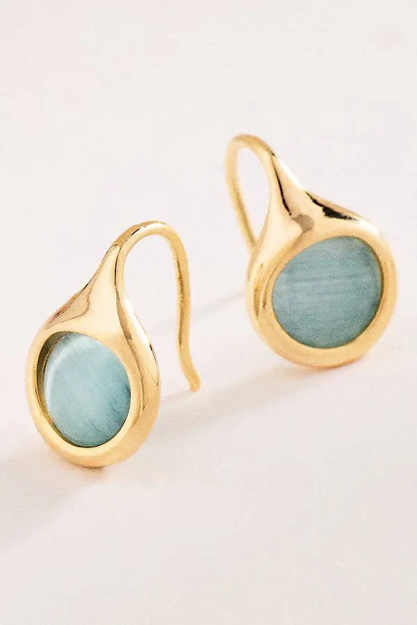Anthropologie Stone Fishhook Earrings - Blue