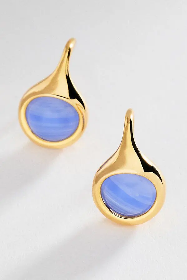 Anthropologie Stone Fishhook Earrings - Periwinkle Blue