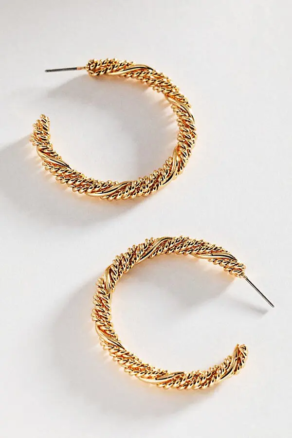 Anthropologie Braided Hoop Earrings - Gold