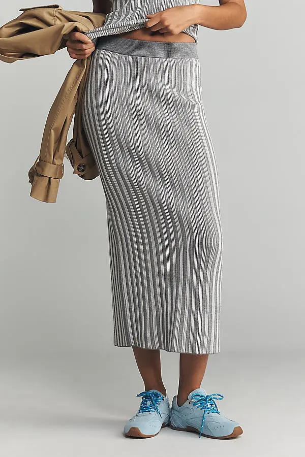 Varley Mairead Ribbed Knit Midi Skirt