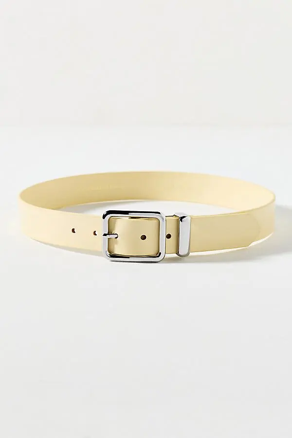 Anthropologie Emerson Square Buckle Belt - Light Yellow