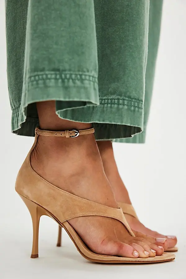 Jeffrey Campbell Opal Thong Heels - Camel Suede