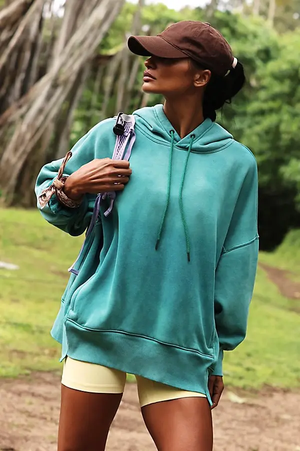 Free People Sprint To The Finish Washed Hoodie - Green Glow