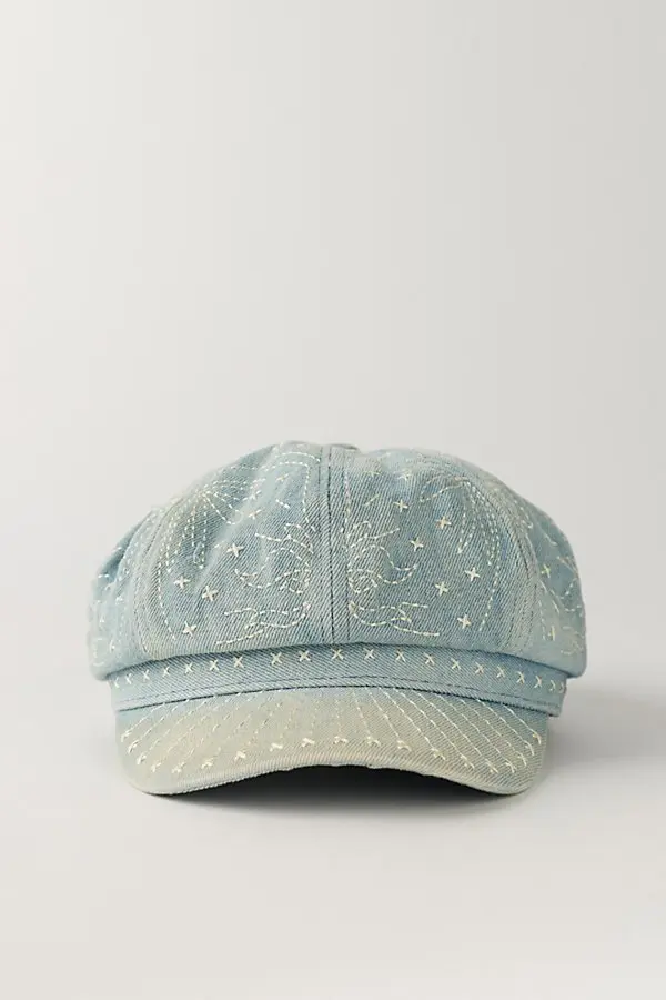 Free People Denim Cadet Cap - Blue