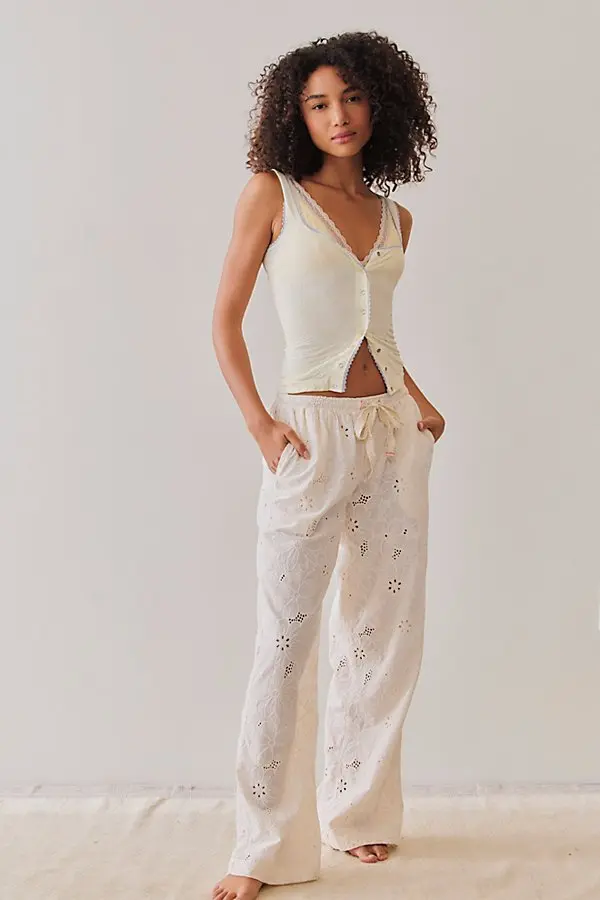 Free People Day Drift Pants - White Alyssum