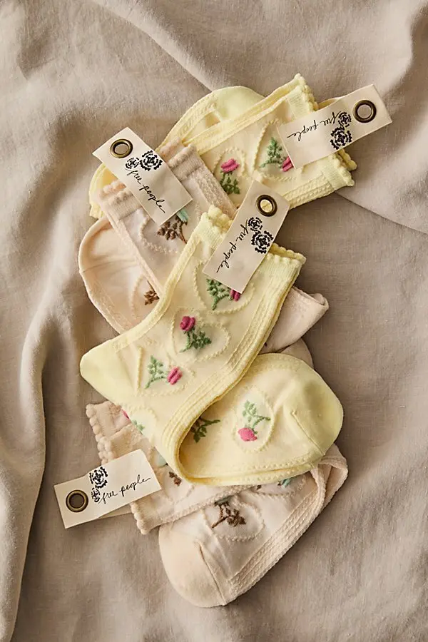 Free People Heart Blooms Crew Socks - Anise Flower