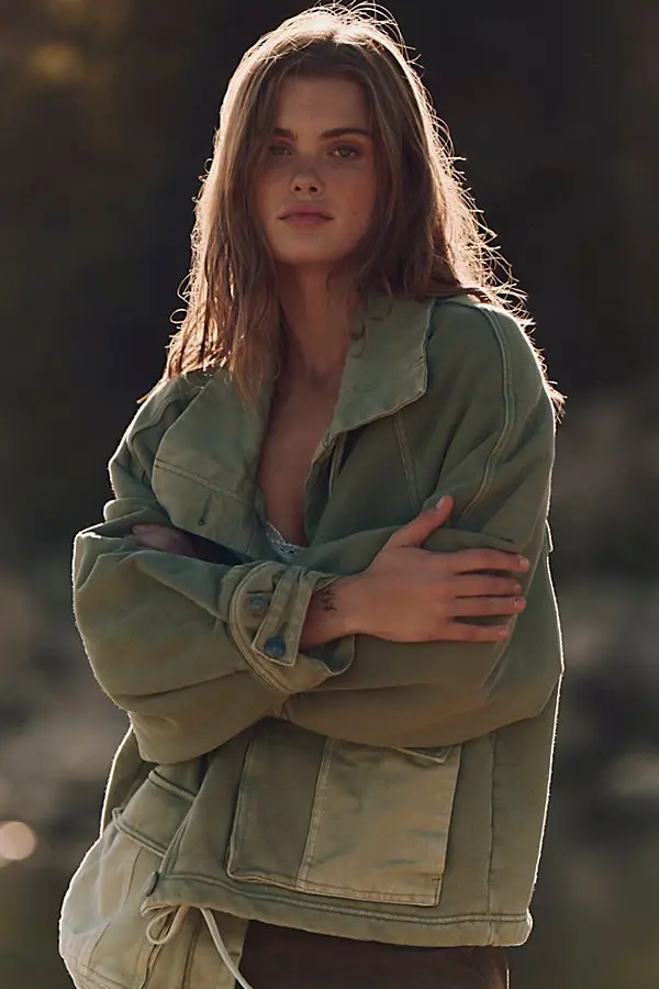 Free People Oversized Bomber-style Jacket - Oil Green